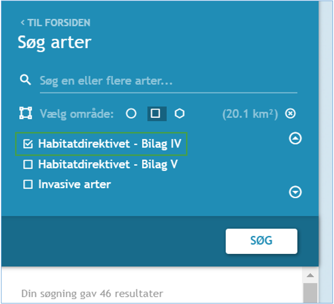 Naturdata: Fremsøgning af bilag IV-arter – Danmarks Miljøportal