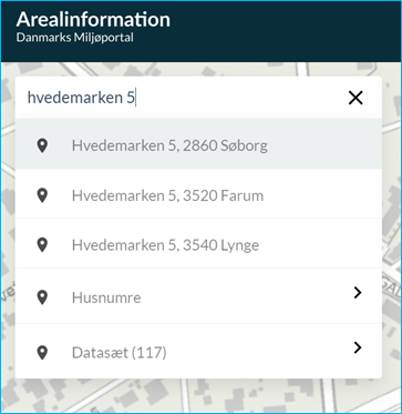 Danmarks Arealinformation: Find en adresse – Danmarks Miljøportal