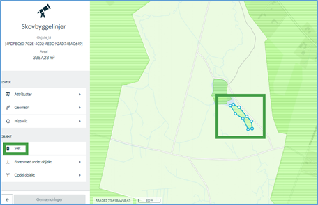 Arealeditering: Opdel objekt for at slette polygon som er del af et ...